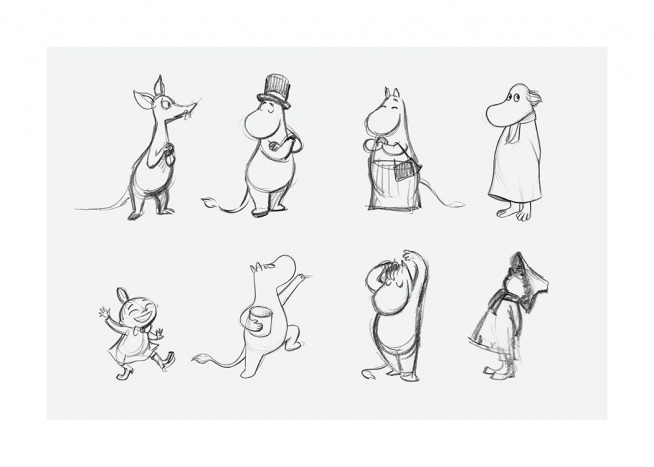 Moomin Characters No2 Affiche - Personnages des Moomins - desenio.fr